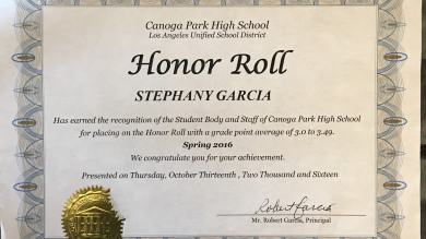 Principal Honor Roll Certificates