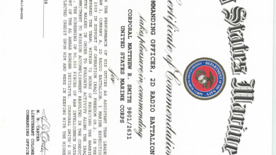 Usmc Certificate Of Commendation Template