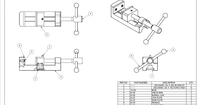 Simple Vise Assembly Drawing PROBLEM 15.14 Working Drawing (in.) Or