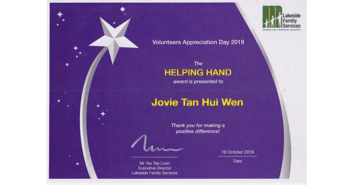 Helping Hands Certificate