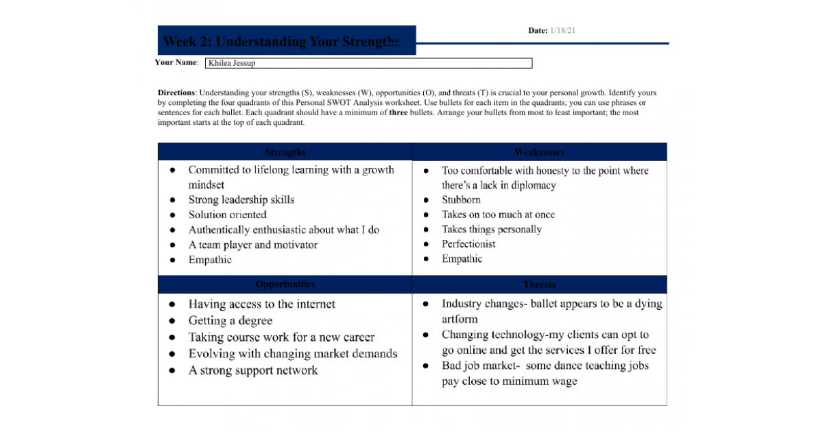 Personal Career Swot Analysis